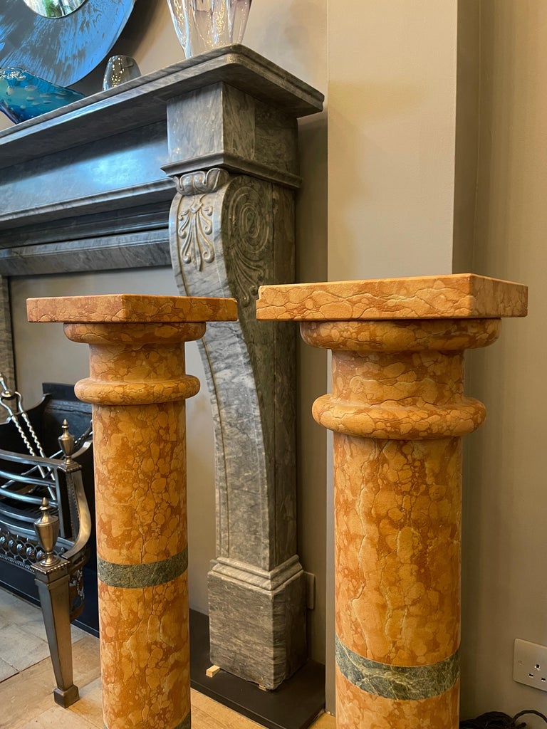 Pair of Italian Pedestals in Rossa Verona Marble For Sale at 1stDibs