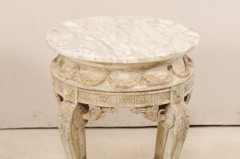 Pair of Italian Rococo Style Marble-Top Side Tables at 1stDibs