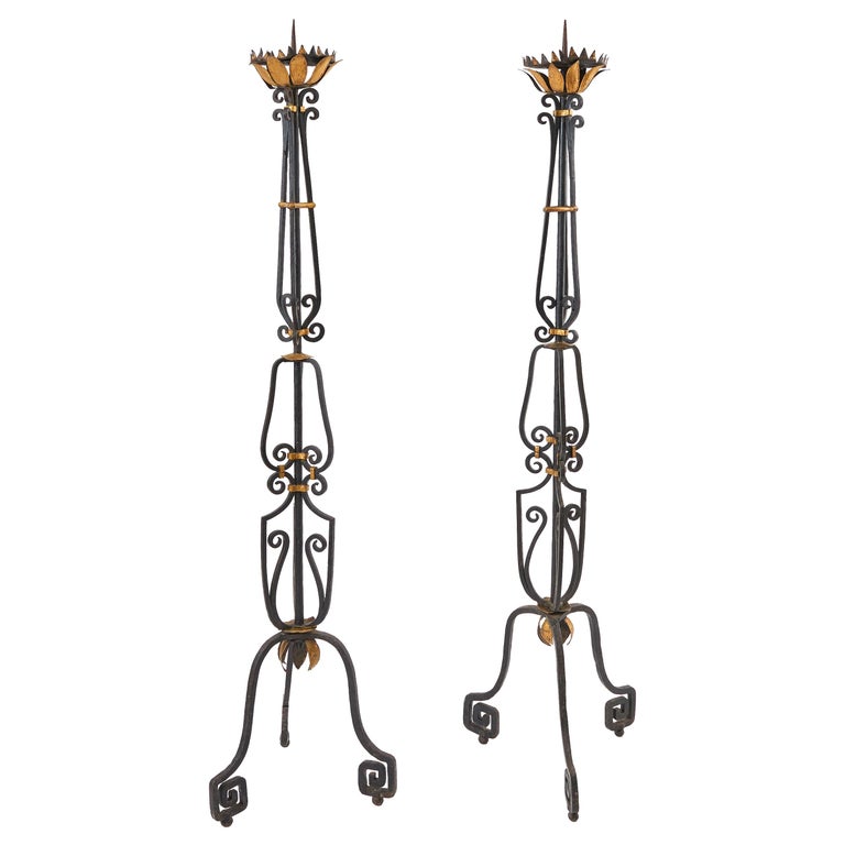 Pair of Italian Wrought Iron Church Pricket Sticks, circa 1900 For Sale ...