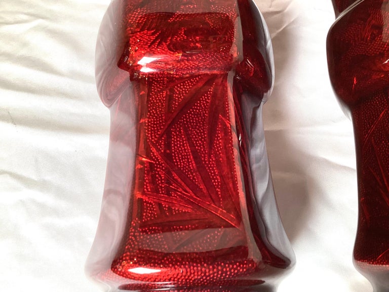 Pair of Japanese Ando Ginbari Pidgeon Blood Beaker Vases For Sale at ...