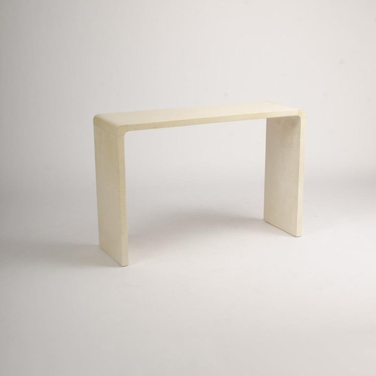A Pair of Jean Michel Frank Style Parchment Covered Console Tables at ...