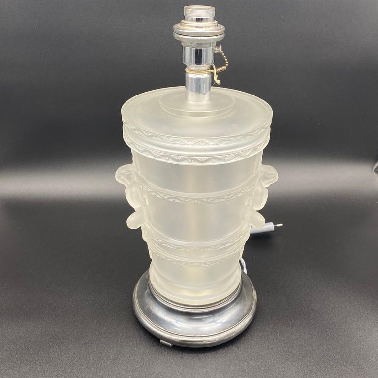 A pair of Lalique Faune Lamps in glass For Sale at 1stDibs