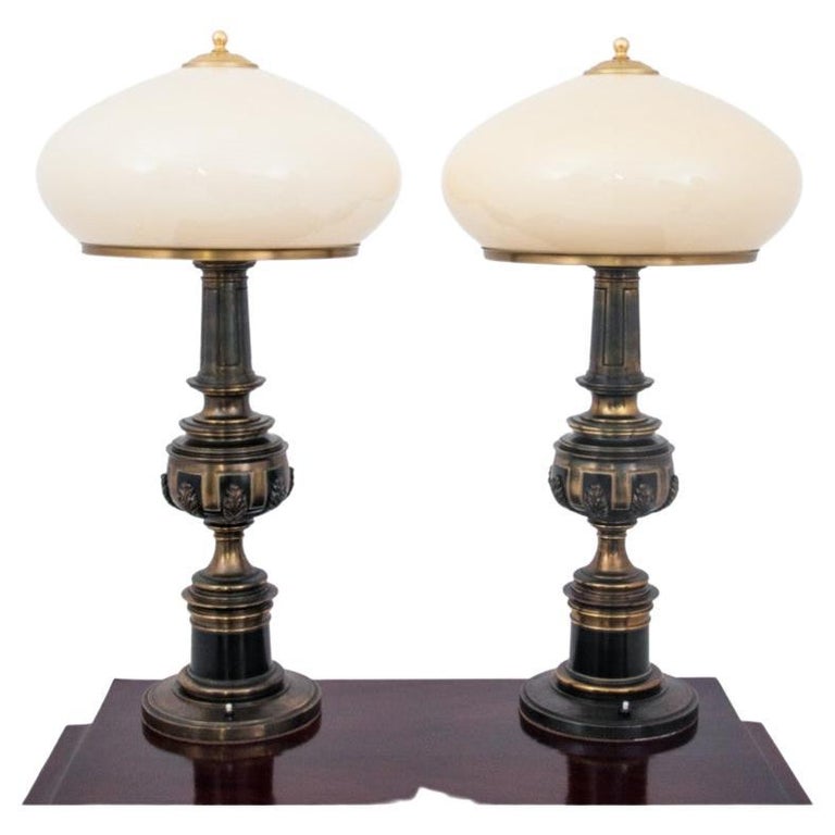 Pair of Large Brass Table Lamps, France, circa 1940s For Sale at 1stDibs