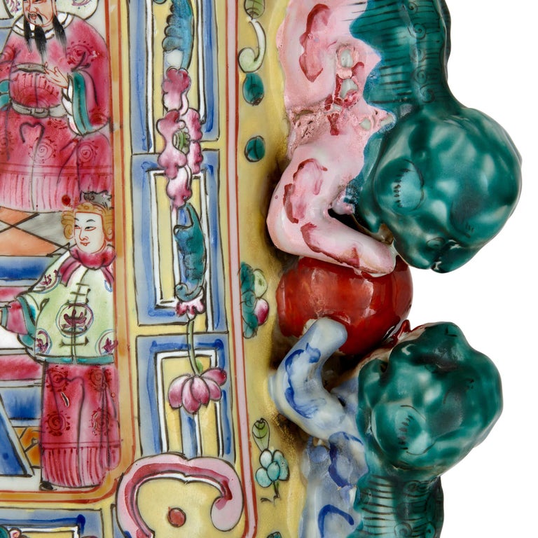 Pair of Large Canton Style Famille Jaune Porcelain Vases For Sale at ...