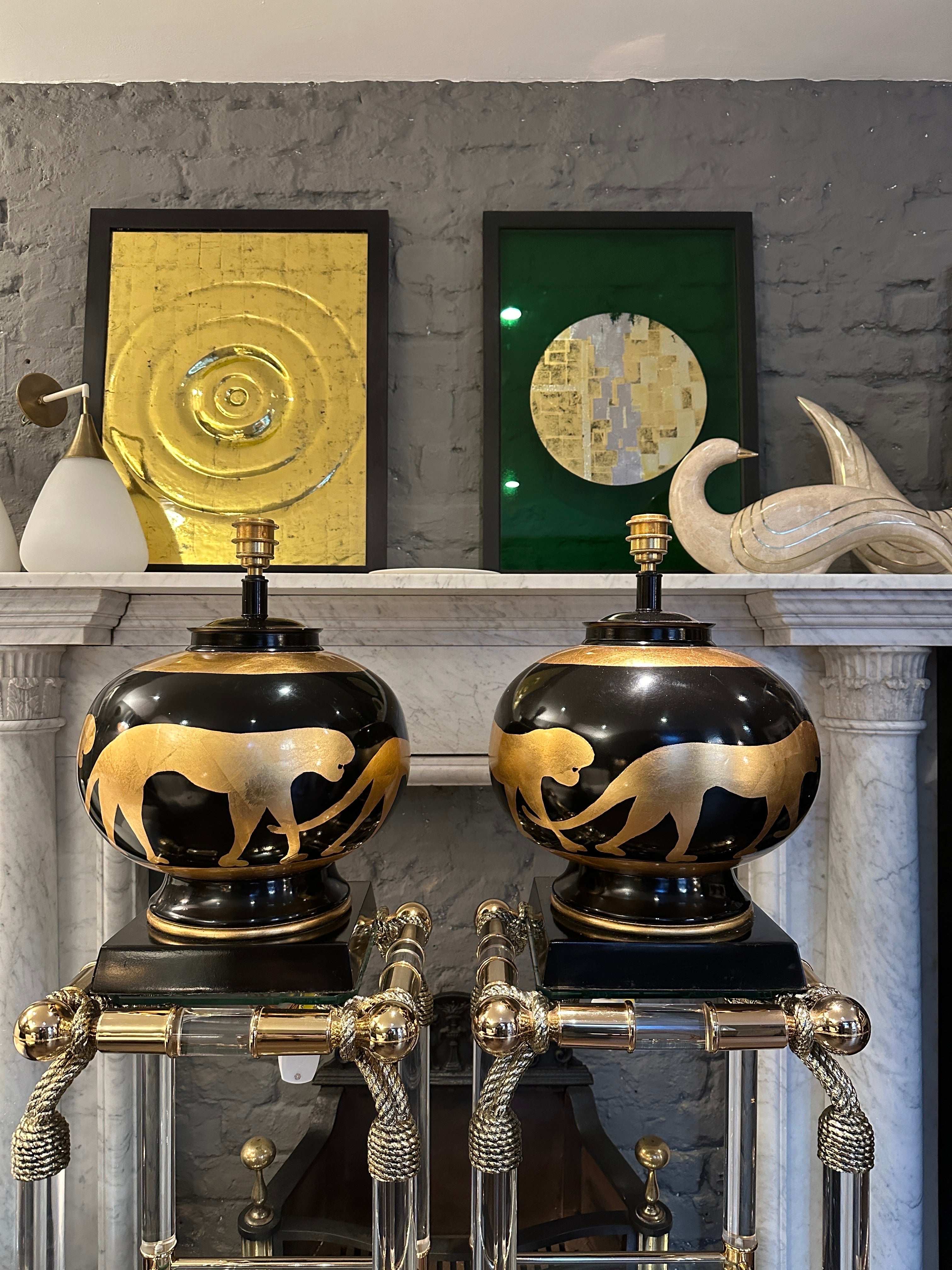 A Pair Of Large Decorative Glazed Table Lamps For Sale at 1stDibs