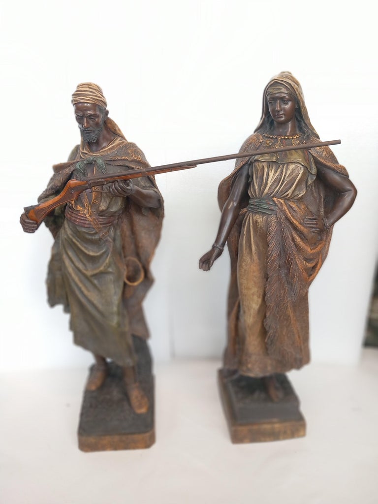 Pair of Large Goldscheider Figures at 1stDibs