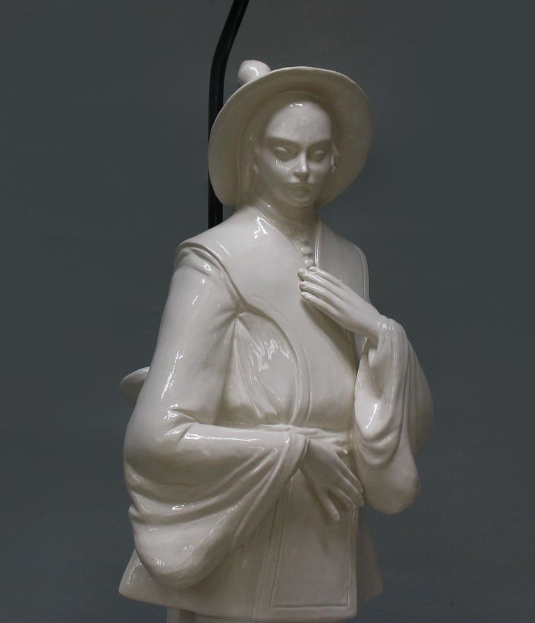 Pair of Large Italian 'Blanc De Chine' Figural Lamps For Sale at 1stDibs