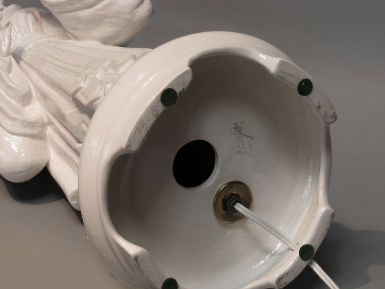Pair of Large Italian 'Blanc De Chine' Figural Lamps For Sale at 1stDibs