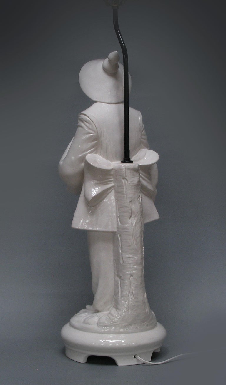 Pair of Large Italian 'Blanc De Chine' Figural Lamps For Sale at 1stDibs