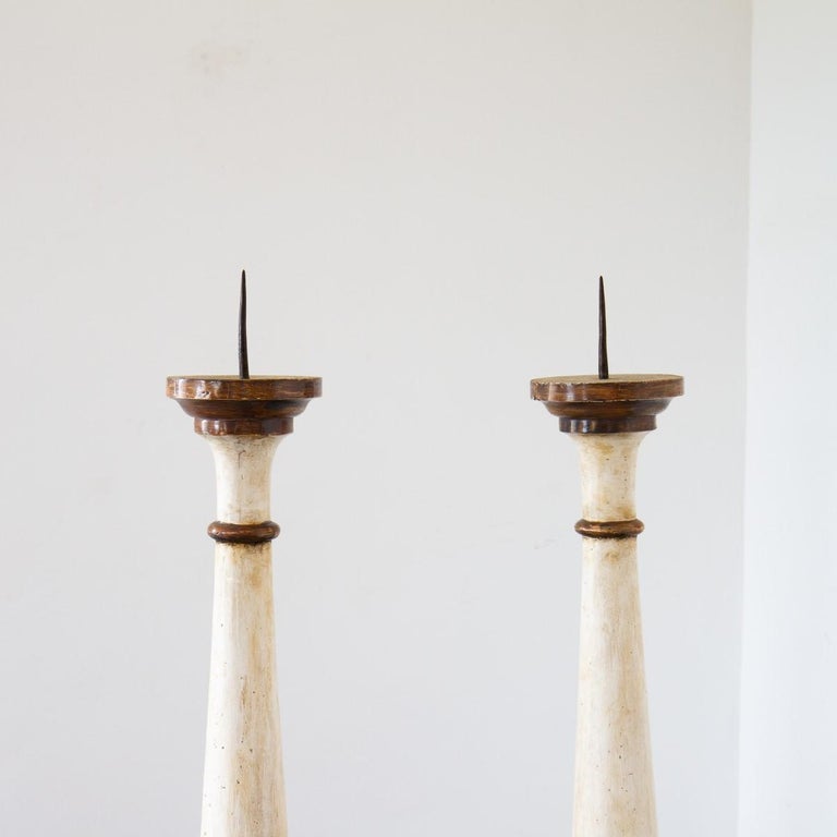 Pair of Large Italian Floor Pricket Sticks, circa 1780 For Sale at 1stDibs