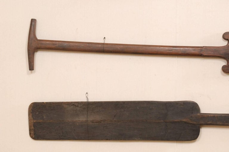 Pair Mid-20th C. Boat Steering Paddles from Kerala, South India (11+ Ft ...