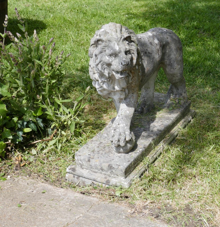 Pair of Large Stone Garden Entrance Guardian Lions at 1stDibs | stone ...
