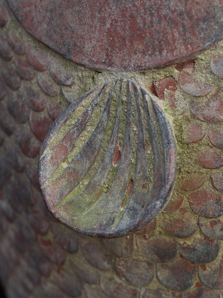 Pair of Large Terracotta Koi Fish Garden Sculptures at 1stDibs