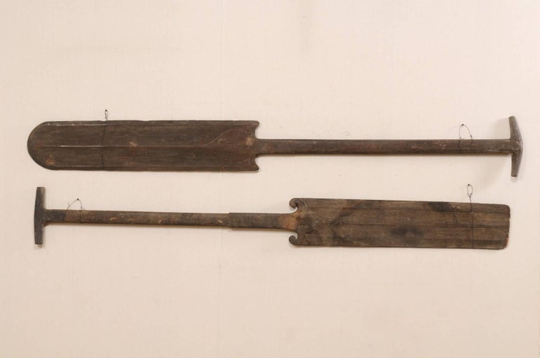 Pair of Large Wooden Boat Steering Paddles from Kerala, South India at ...