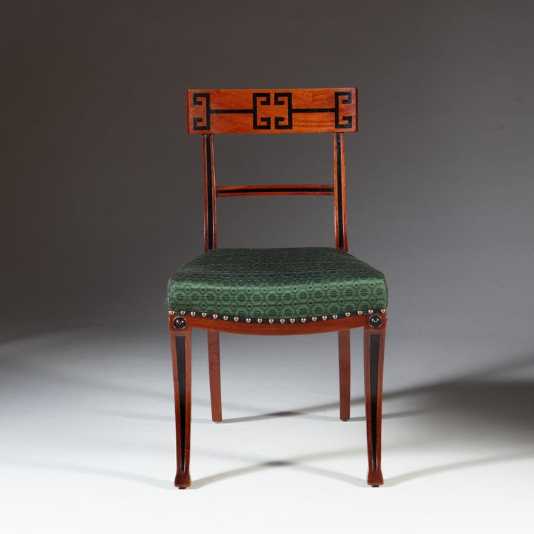 Pair of Late 19th Century Thomas Hope Revival Side Chairs with Green ...