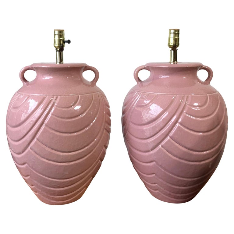 Pair of Late 20th Century Two Handles Jar Ceramic Table Lamps For Sale ...