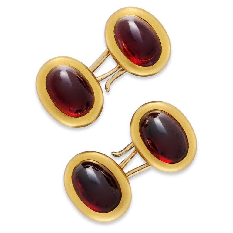 Pair of Late Victorian Garnet Cufflinks For Sale at 1stDibs