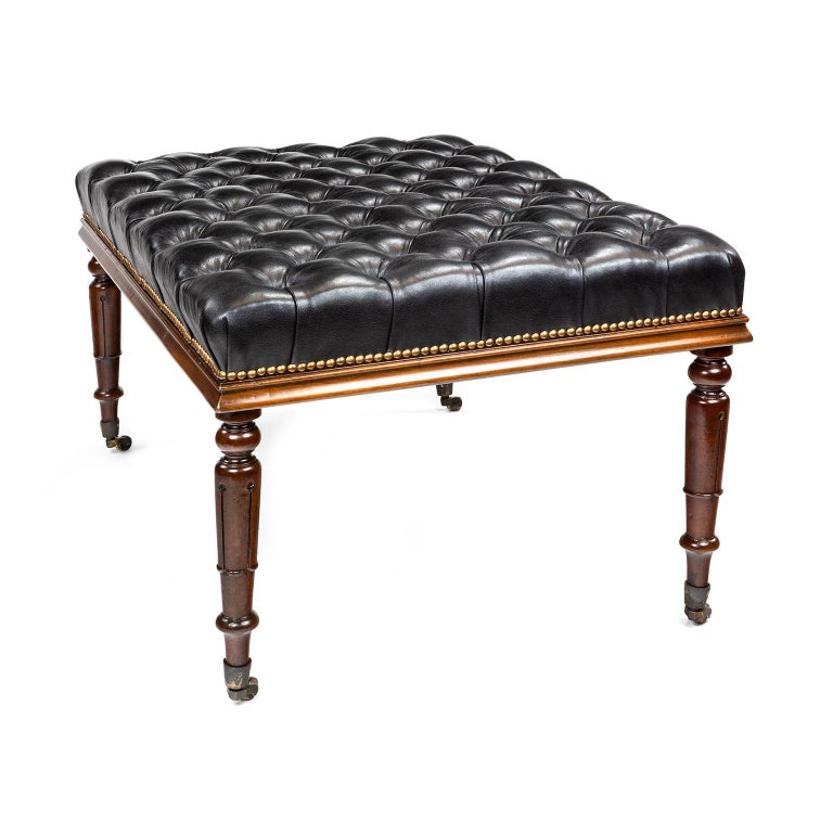 Pair of Leather Stools in the Manner of Gillows at 1stDibs