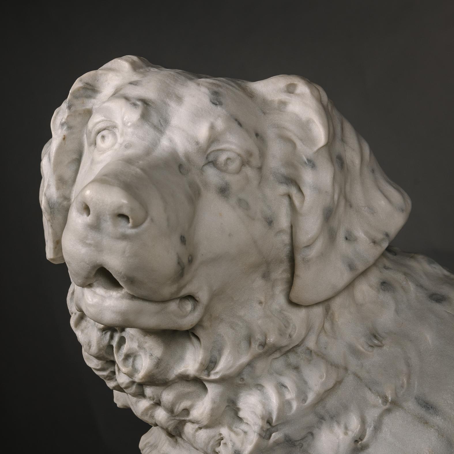 Pair of Life Size Statuary Marble Dogs, Attributed to Raffaello ...