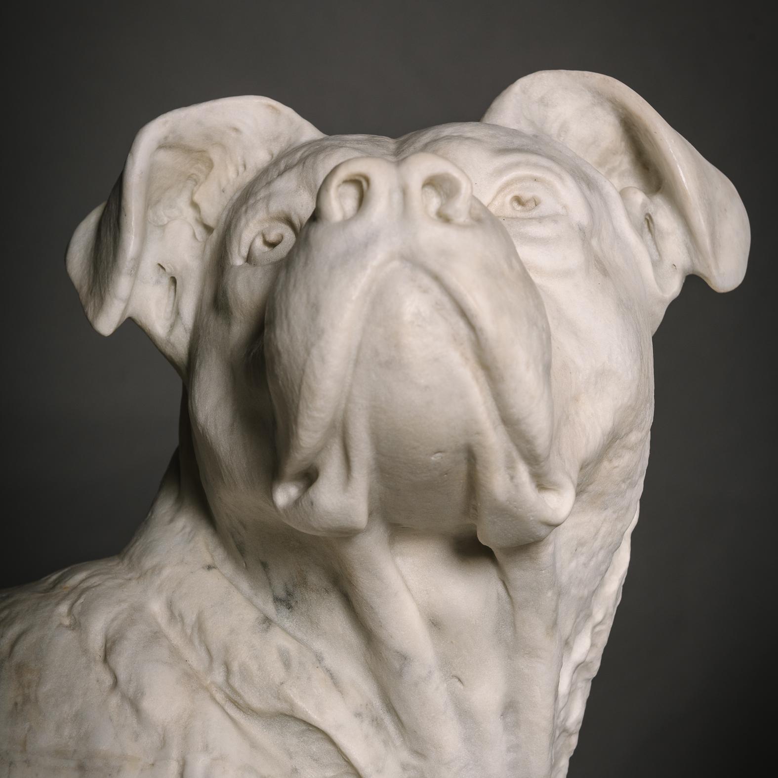 Pair of Life Size Statuary Marble Dogs, Attributed to Raffaello ...