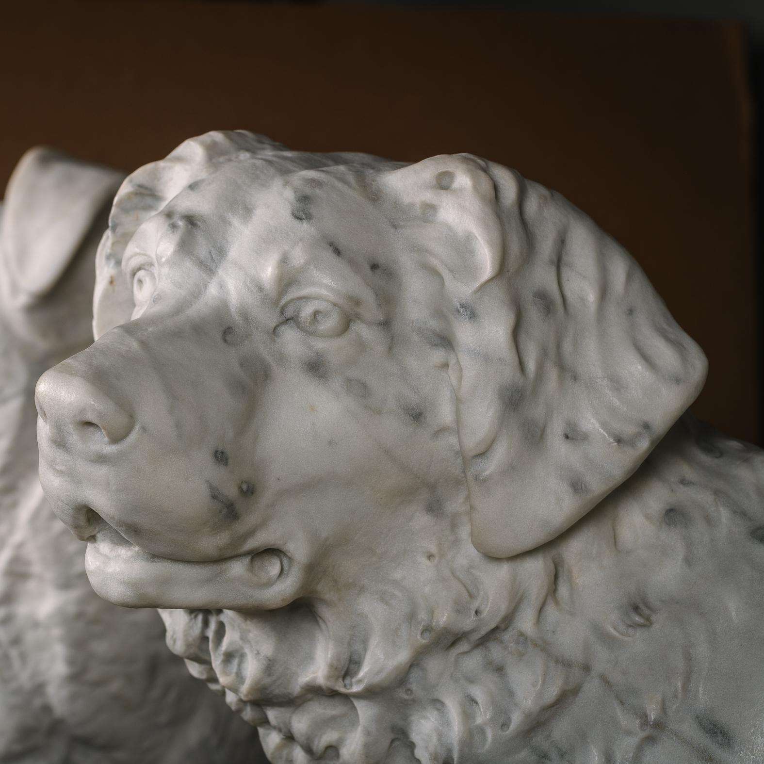 Pair of Life Size Statuary Marble Dogs, Attributed to Raffaello ...