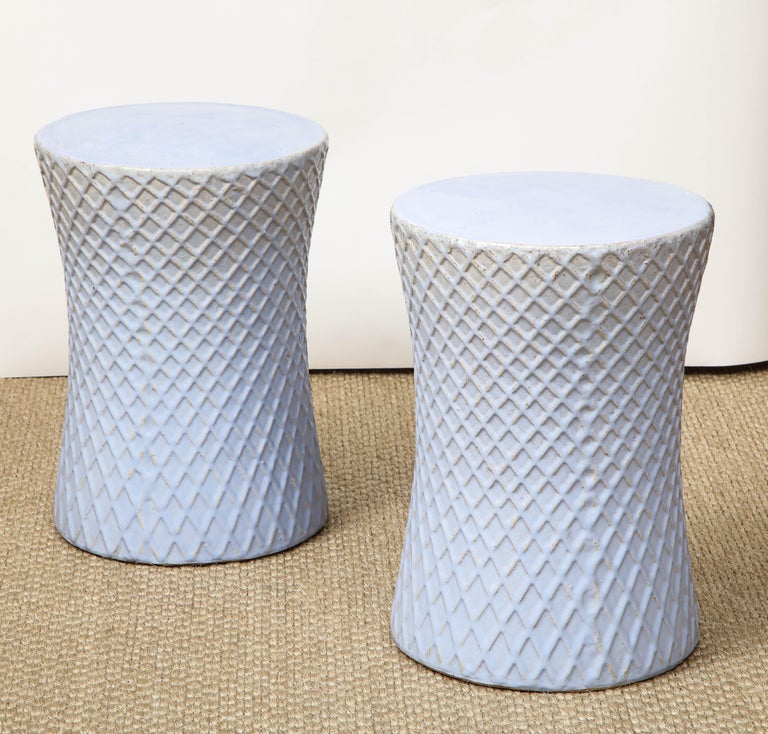 Pair of Light Blue Garden Stools at 1stDibs