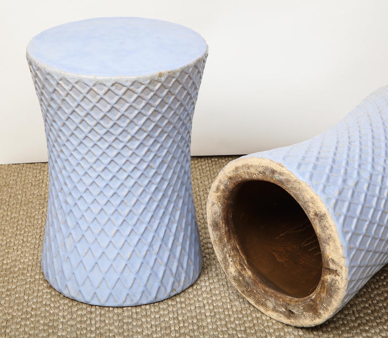 Pair of Light Blue Garden Stools at 1stDibs