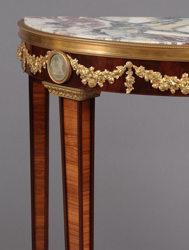 Pair of Louis XVI Style Gilt Bronze-Mounted Petites Console Tables ...