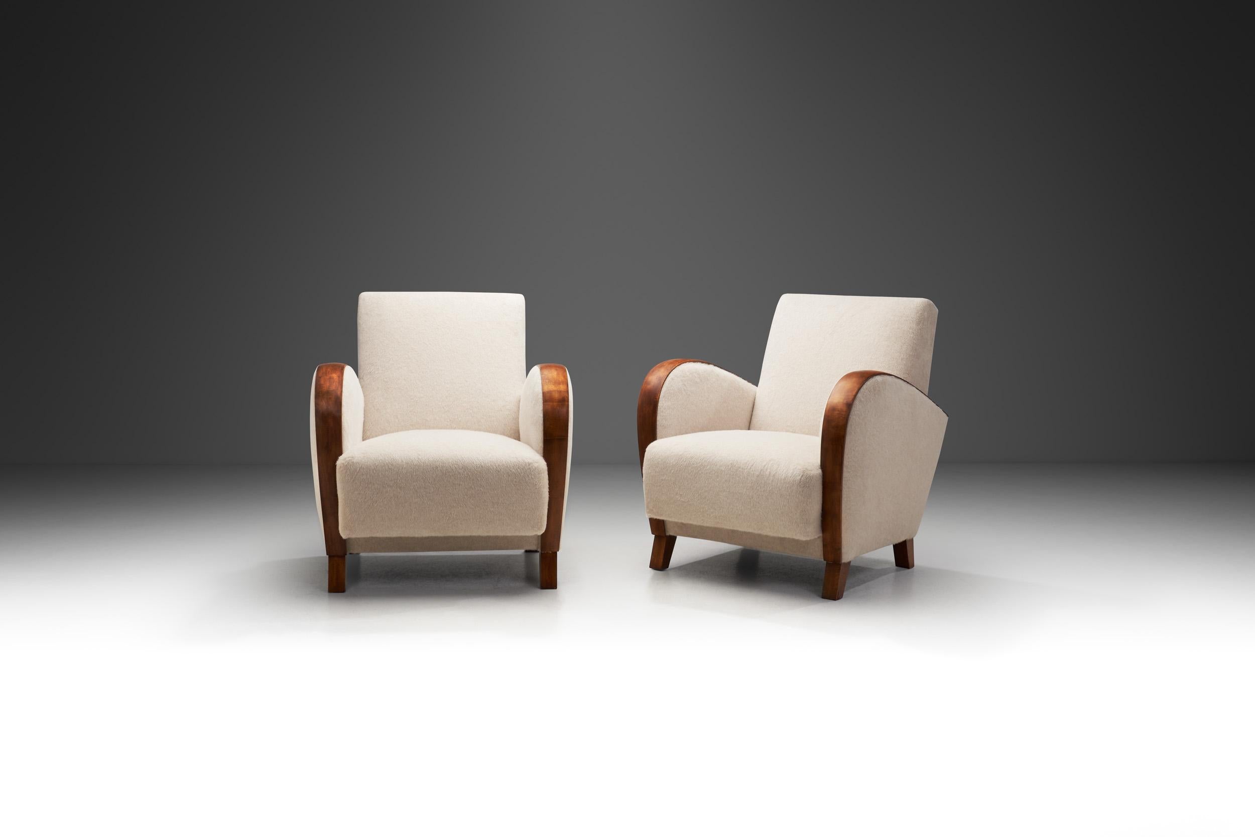 A Pair of Lounge Chairs with Birch Overlays, Europe circa 1930s For ...