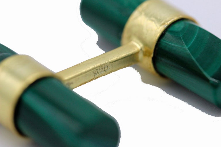 Pair of Malachite Silver Gilt Baton Cufflinks For Sale at 1stDibs