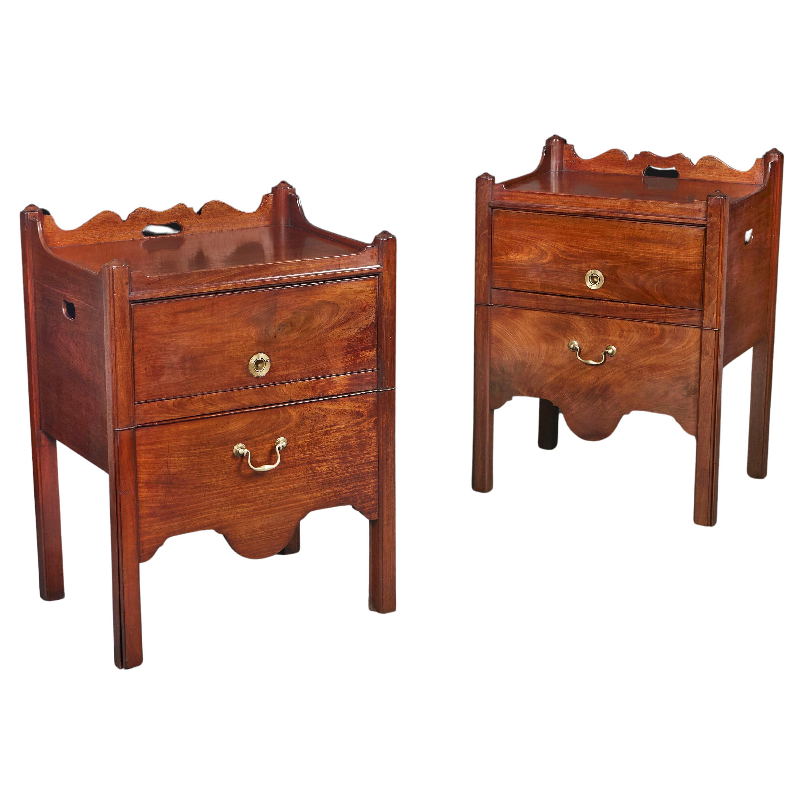 A Pair of Mid 18th Century George III Bedside Tables For Sale at 1stDibs