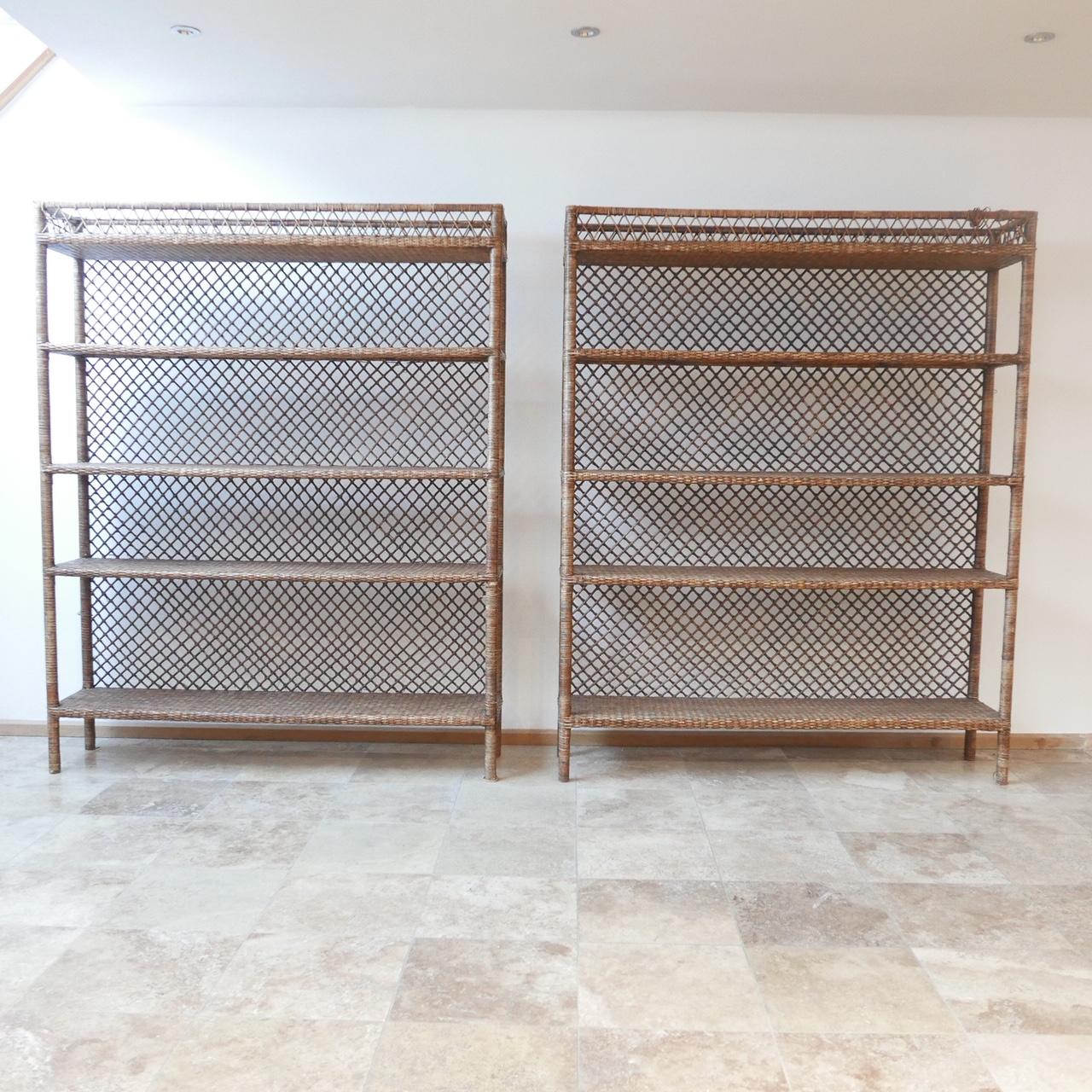 Pair of Midcentury Cane Bookcases at 1stDibs