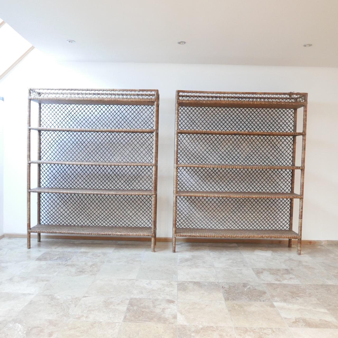 Pair of Midcentury Cane Bookcases at 1stDibs