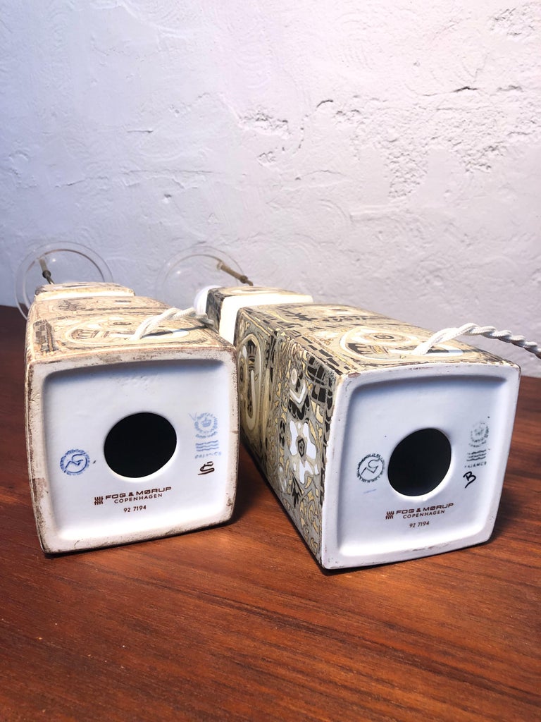 Pair of Mid Century Ceramic Table Lamp by Nils Thorssen for Fog and ...