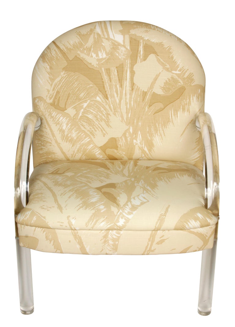 Pair of Midcentury Lucite Pace Chair in Beverly Hills Fabric For Sale ...