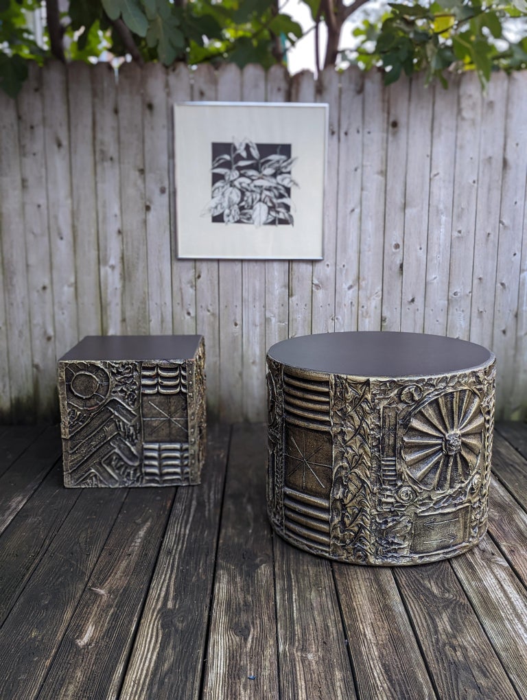 Pair of Mid-Century Modern Brutalist Side Tables by Adrian Pearsall For ...