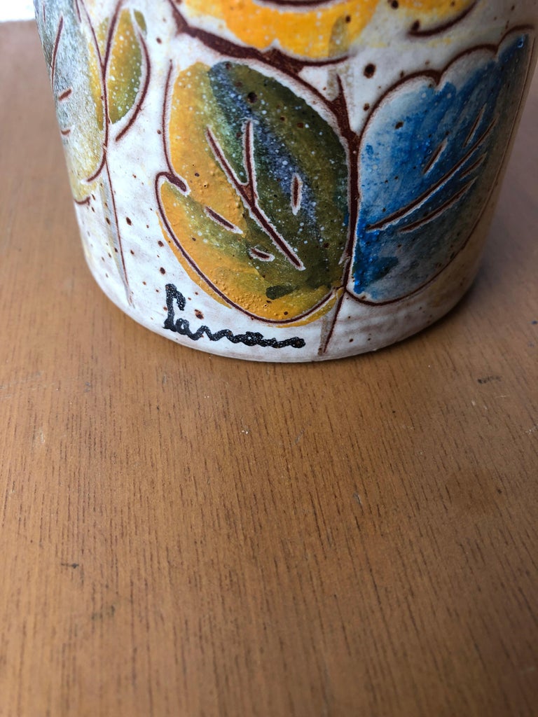 A Pair of Mid Century Modern Italian Pottery Vases Signed by the Artist ...
