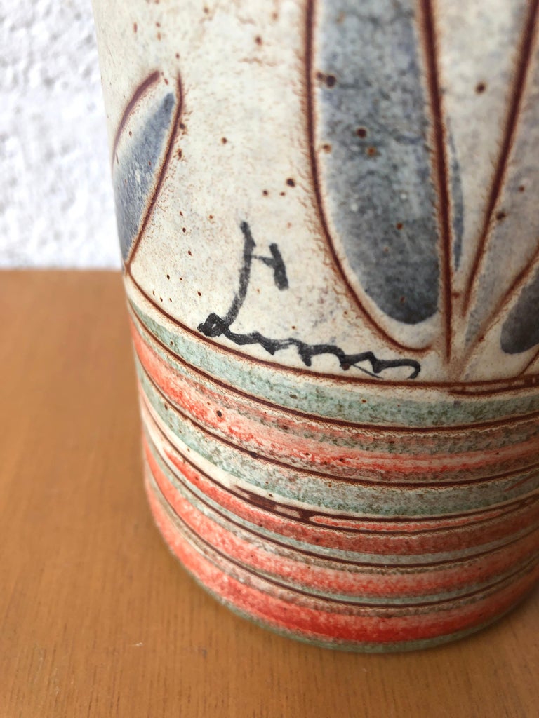 A Pair of Mid Century Modern Italian Pottery Vases Signed by the Artist ...