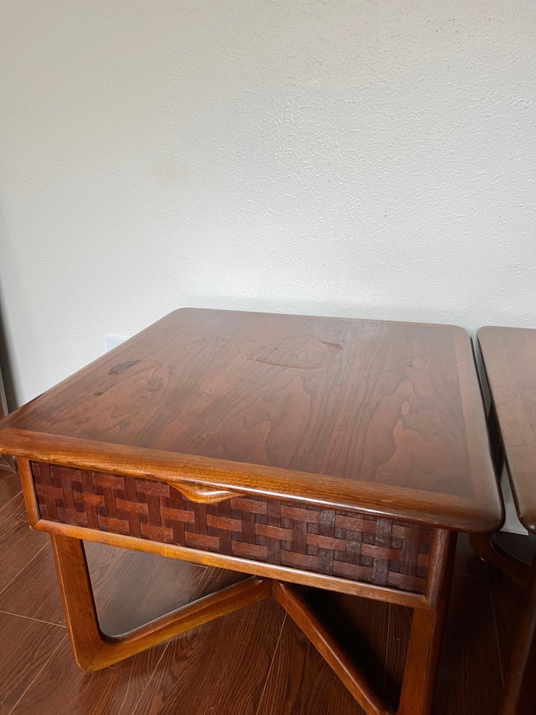 Pair of Mid-Century Modern Lane Perception Side Tables with a Cross ...