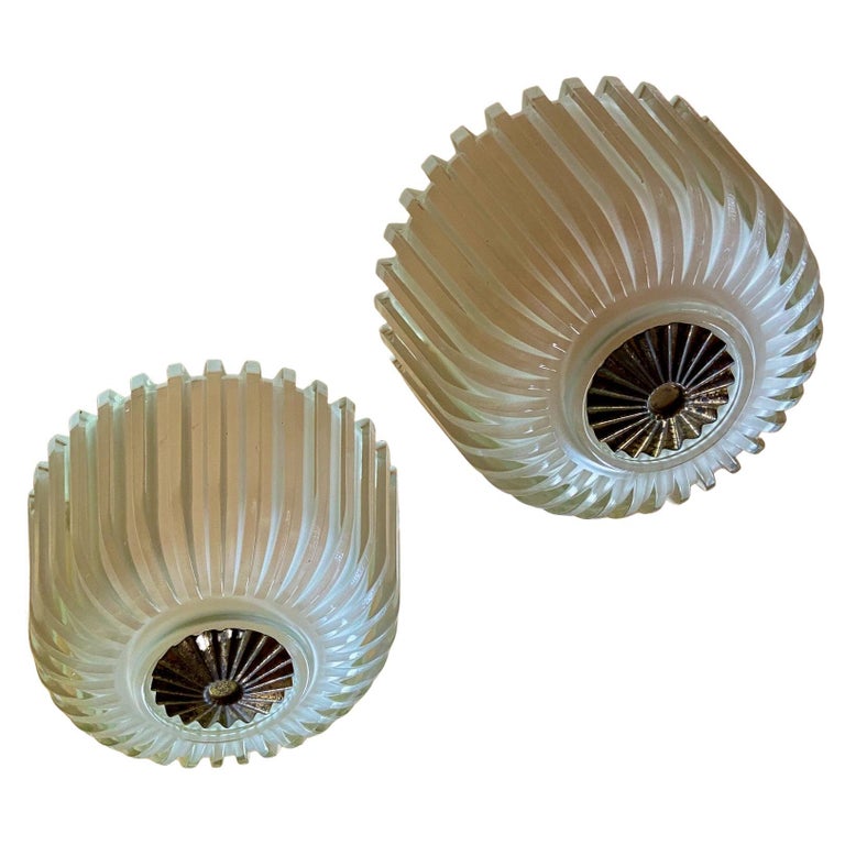 Pair of Mid-Century Murano Glass Plafonnieres Flash Mounted Ceiling ...