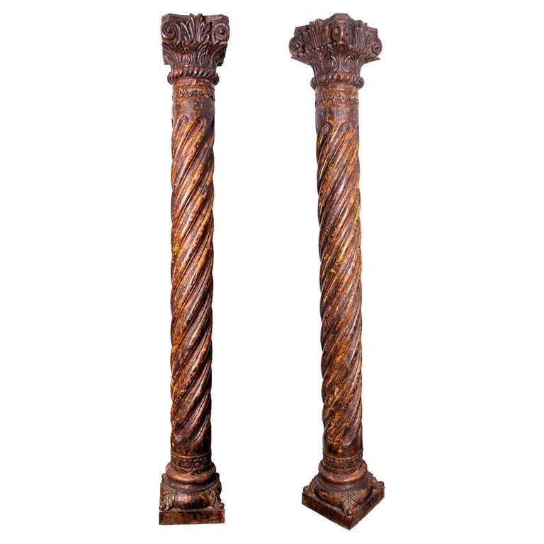 Pair of Mughal Wooden Columns, India, 19th Century For Sale at 1stDibs
