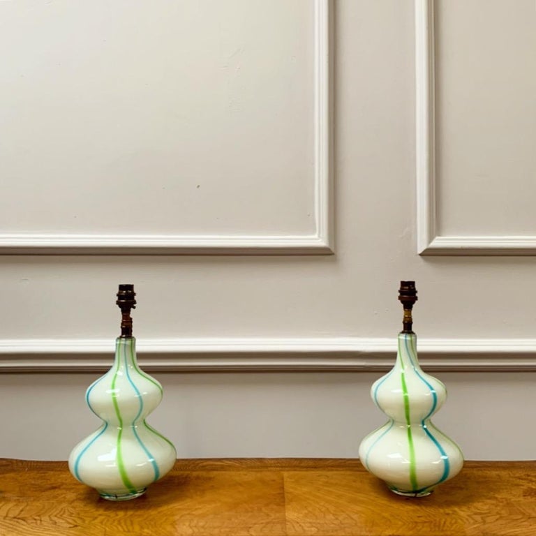 A Pair of Murano Polychrome Double Gourd Lamps For Sale at 1stDibs