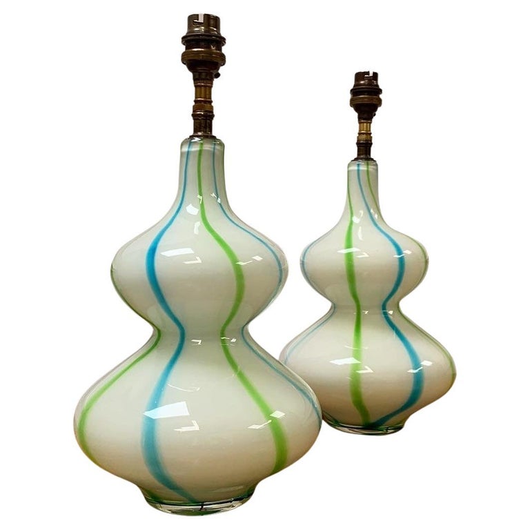 A Pair of Murano Polychrome Double Gourd Lamps For Sale at 1stDibs