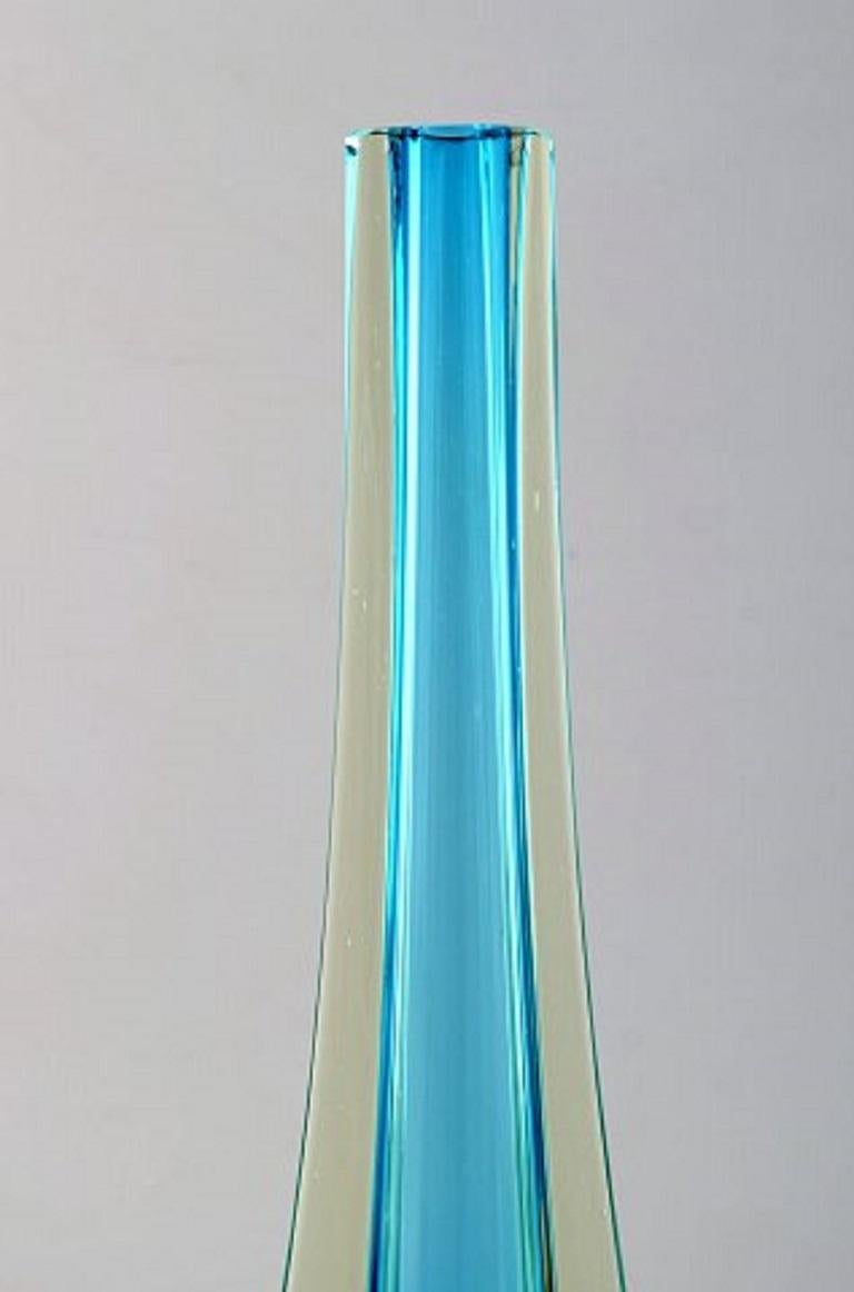 Pair of Murano Vases in Light Blue and Smoke Colored, Mouth Blown Art ...