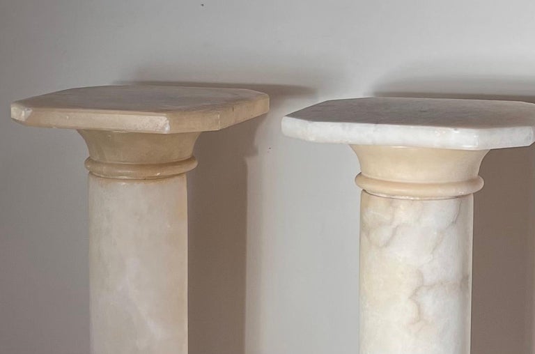 Pair of Neoclassical Alabaster Columns, 1960s at 1stDibs