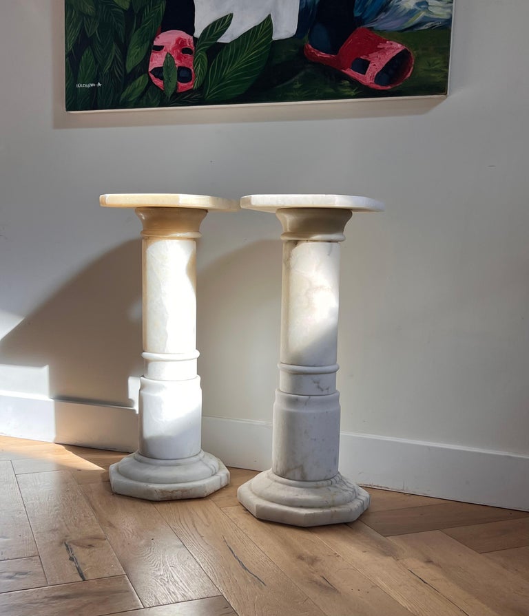 Pair of Neoclassical Alabaster Columns, 1960s at 1stDibs