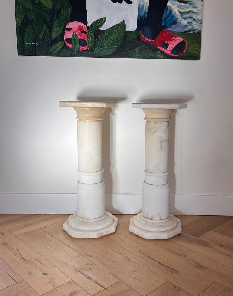 Pair of Neoclassical Alabaster Columns, 1960s at 1stDibs