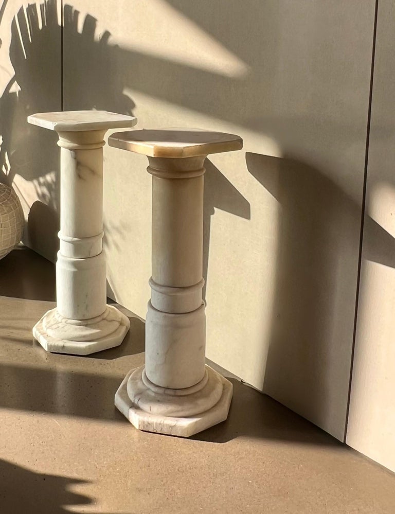 Pair of Neoclassical Alabaster Columns, 1960s at 1stDibs