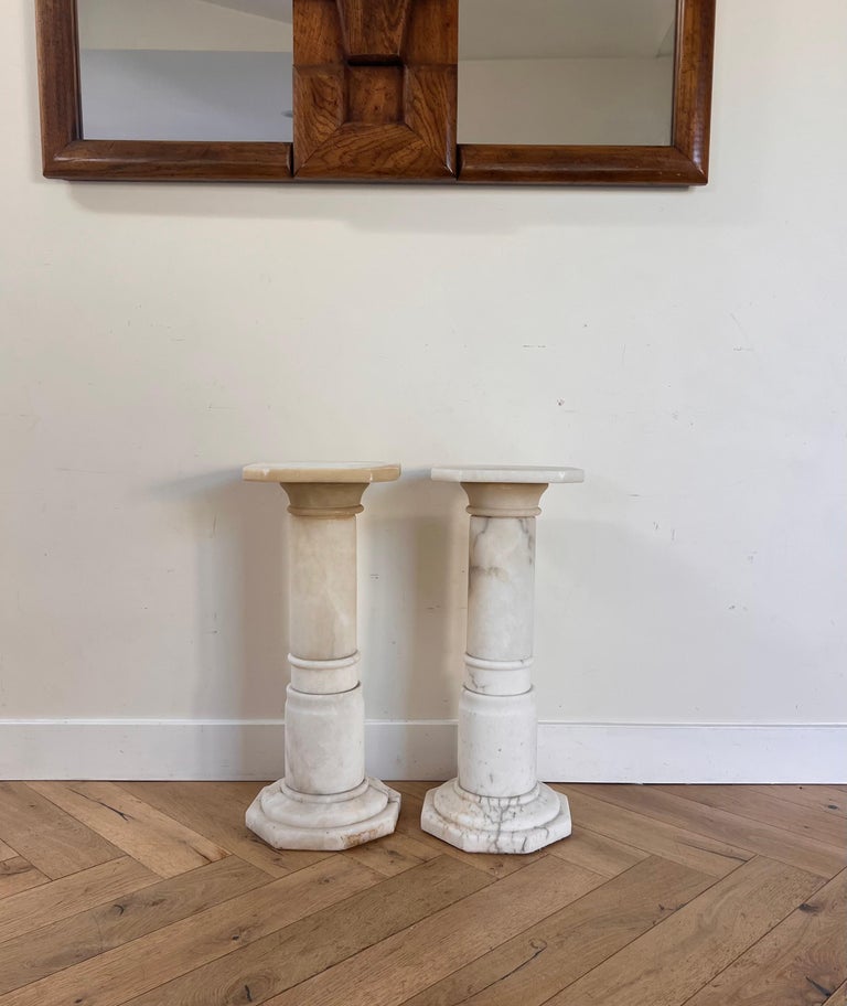 Pair of Neoclassical Alabaster Columns, 1960s at 1stDibs