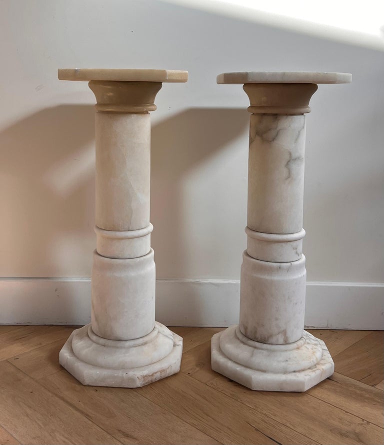 Pair of Neoclassical Alabaster Columns, 1960s at 1stDibs